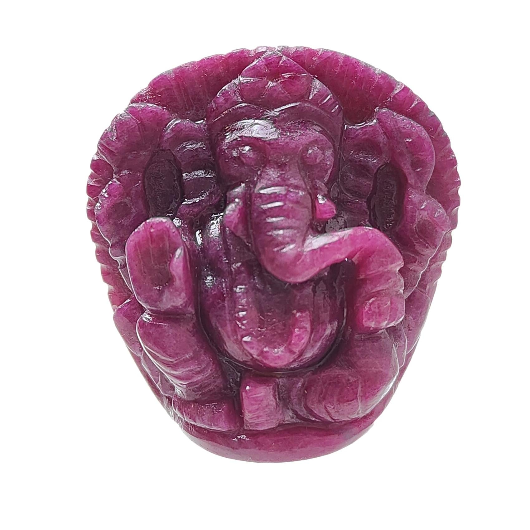 Ruby Gemstone Sculpture Figurine Natural Untreated Ruby Lord Ganesha ...