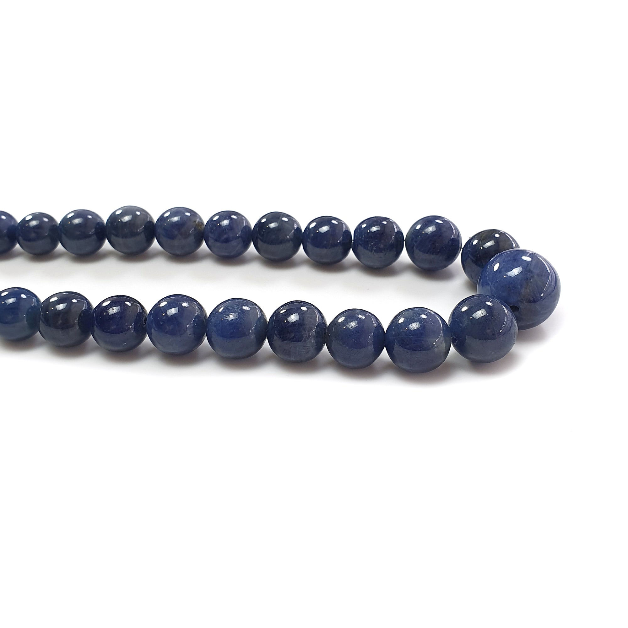 806.00ct Natural Blue Sapphire Gemstone Round Plain Beads Necklace 20 ...